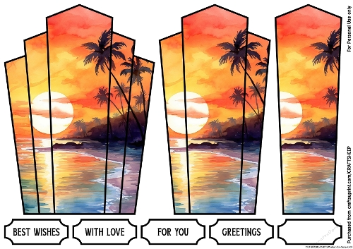 Beautiful Watercolor Sunset Art Deco Shaped 5x7in Card Front and ...