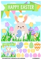 Happy Easter Bunny and Cute Baby Chicken among Spring Flowers and ...