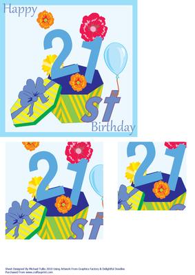 Bold & Blue 21st Female Brithday Card - CUP117224_698 | Craftsuprint