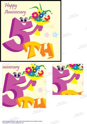 Cute & Sparkly 5th Anniversary Quick Pyramid Card - CUP140251_698 ...