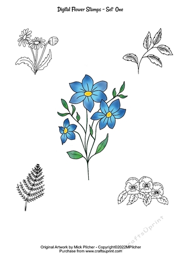 Floral Digital Stamps - Set One - CUP1151838_92240 | Craftsuprint