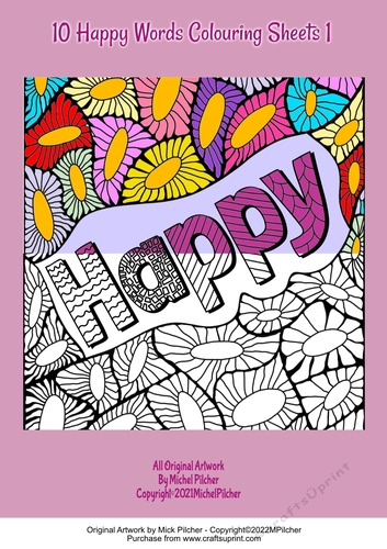 10 Happy Words Colouring Sheets 1 - CUP1172386_92240 | Craftsuprint
