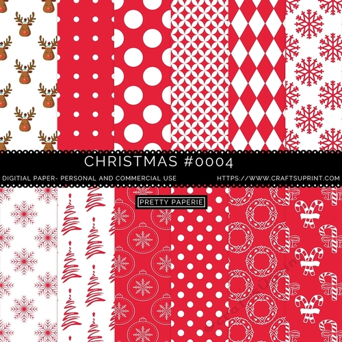 Christmas 004 - Christmas Digital Paper Set - red, white, seamless ...