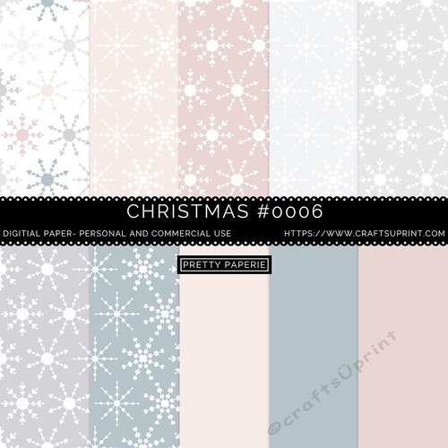 Christmas 006 - Christmas Digital Paper Set - soft pastel snowflakes ...
