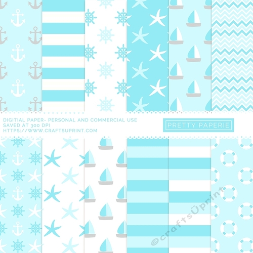 Paper Pack 028 Digital Paper/Backgrounds - Nautical Designs - A4 ...