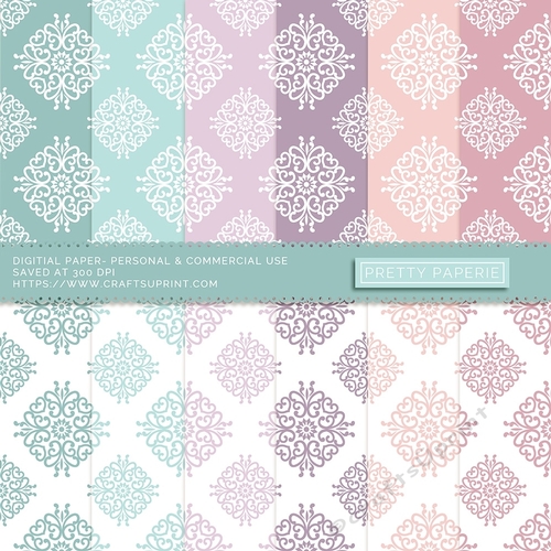 Damask 001 - Pastel Damask Digital Paper Set - damasks, damask, damask ...