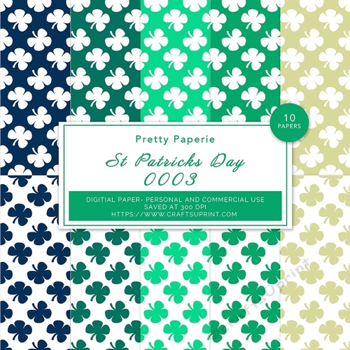 Holiday St Patricks 003 - St Patricks Day Digital Paper Set - clover ...