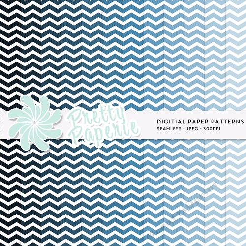 Chevron 003 - Shades of Blue Chevrons Digital Paper Set - chevrons ...