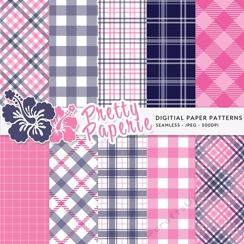 Plaid 001 - Digital Paper Set, seamless paper pack - A4 - 210mm x 297mm ...