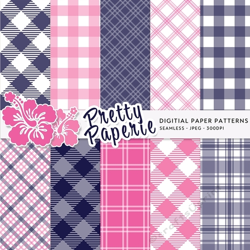 Plaid 002 - Digital Paper Set, seamless paper pack - A4 - 210mm x 297mm ...