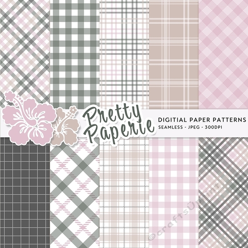 Plaid 003 - Digital Paper Set, seamless paper pack - A4 - 210mm x 297mm ...