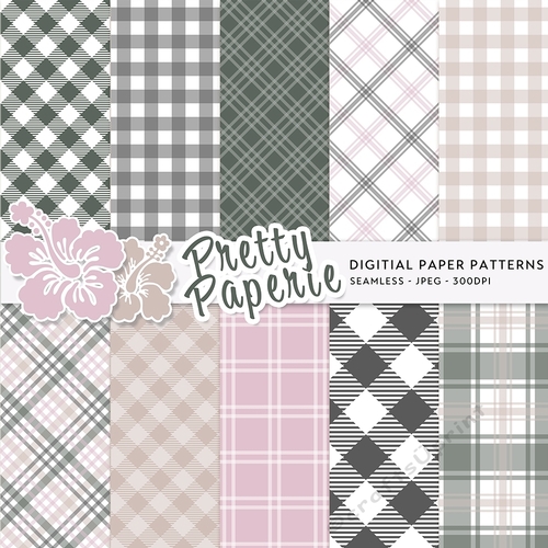 Plaid 004 - Digital Paper Set, seamless paper pack - A4 - 210mm x 297mm ...