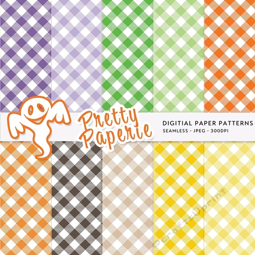 Halloween 002 Digital Backgrounds, Seamless Gingham Digital Paper ...