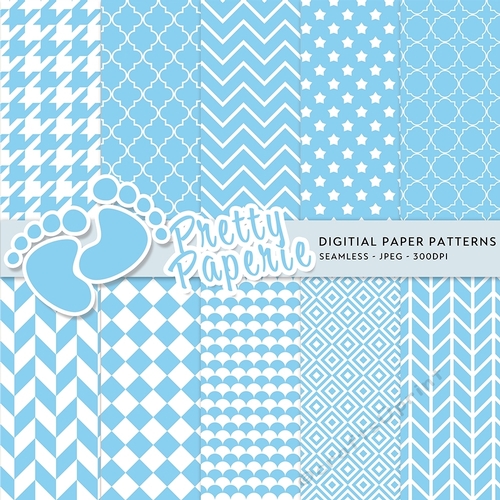 Paper Pack 045 - Baby Blue Patterns, Seamless Pattern - 12x12 ...