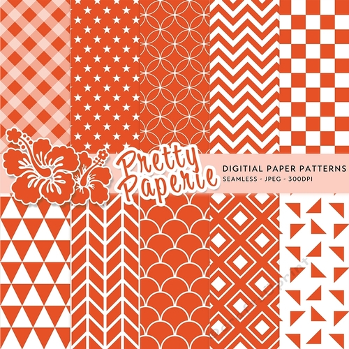 Digital Seamless Pattern - Tangerine Orange Seamless Pattern - 12x12 ...