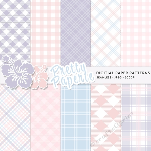 Plaid 008 - Pastel Plaid Seamless Patterns - A4 - 210mm x 297mm ...