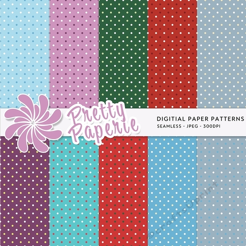 Polka Dots 010 - Bright Pollka Dot Seamless Patterns - A4 - 210mm x ...