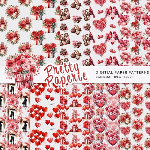 Valentines Digital Seamless Patterns - A4 - CUP1277660_75932 | Craftsuprint