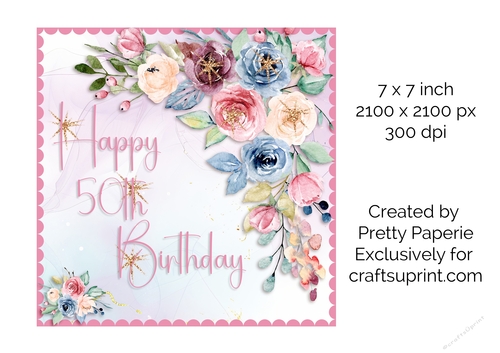 Card Topper - 50th Birthday Card - CUP1309350_75932 | Craftsuprint
