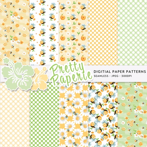 Digital Spring Bee Seamless Patterns - A4 - 210mm x 297mm - CUP1343187 ...