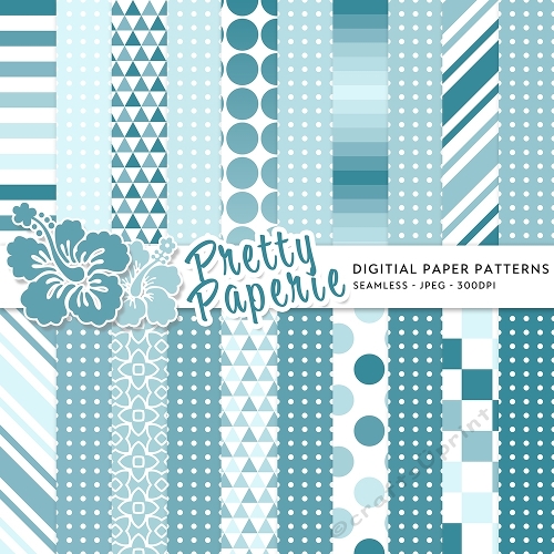 Digital Seamless Patterns - A4 - 210mm x 297mm - Turquoise - CUP1359348 ...