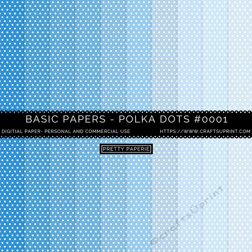 Polka 001 - Shades of Blue Polka Dot Digital Paper Set - polka dot ...
