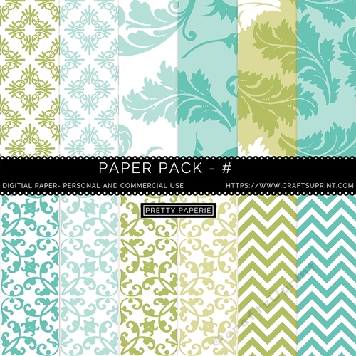 Paper Pack 010 Digital Paper/Backgrounds - Blue, Green & White - 12inch ...