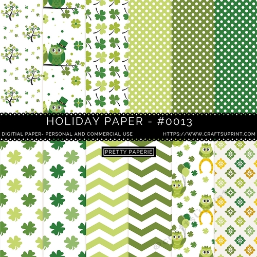 Holiday St Patricks 001 - St Patricks Day Digital Paper Set - clover ...
