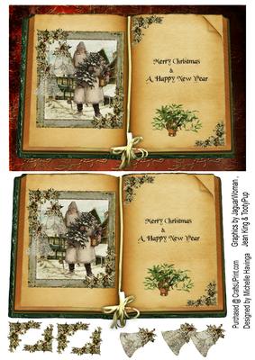 Vintage Santa Open-book Card Topper - CUP585771_1917 | Craftsuprint