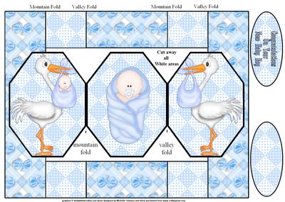 New Baby Boy Octagon Folded Pop-up Card - CUP102224_376 | Craftsuprint