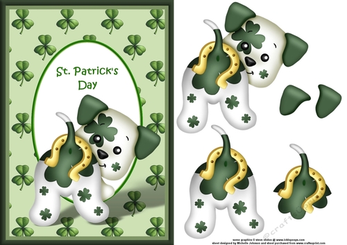 St Patricks Day Dog 1 Card Front - CUP1030898_376 | Craftsuprint
