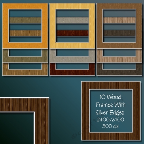 10 Wood Frames With Silver Edges - CUP1052304_376 | Craftsuprint