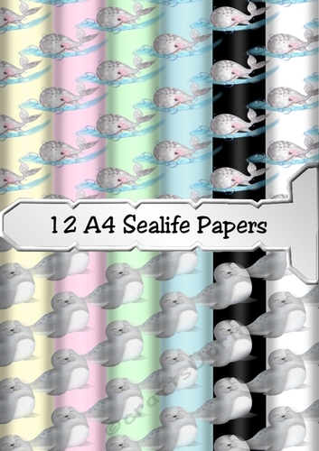 12 A4 Sea life Pattern Paper Kit - CUP1104465_376 | Craftsuprint