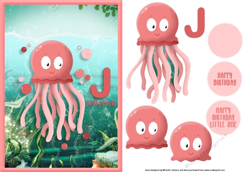 J Is For Jellyfish Card Front - CUP1113454_376 | Craftsuprint