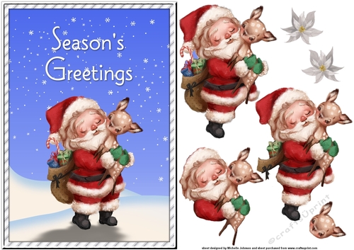 Cute Santa Hugs Card Front - CUP1129017_376 | Craftsuprint