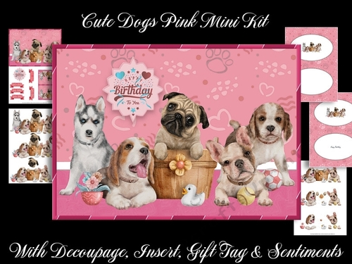 Cute Dogs Pink Mini Kit - CUP1158707_376 | Craftsuprint
