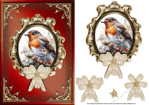Robin Red Breast Red Card Front with Decoupage 1 - CUP1224081_376 ...