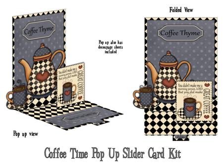 Coffee Time Pop-up Slider Card Kit - CUP123044_376 | Craftsuprint