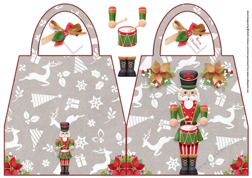 Nutcracker Handbag Shaped Christmas Card - CUP1261899_376 | Craftsuprint