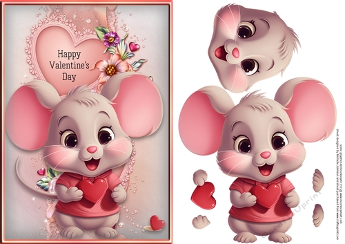Cute Valentine Mouse Card 1 - CUP1273885_376 | Craftsuprint