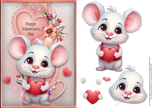 Cute Valentine Mouse Card 3 - CUP1273887_376 | Craftsuprint