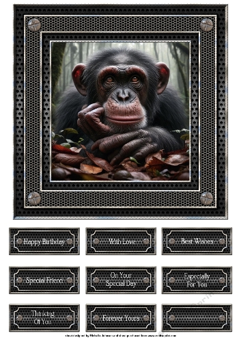 Chimpanzee Card 7x7 Topper - CUP1359645_376 | Craftsuprint