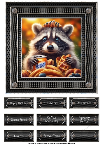 Raccoon 7x7 inch Topper - CUP1368711_376 | Craftsuprint