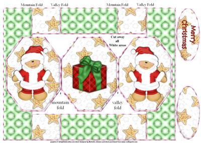 Gingerbread Santa Folded Octagon Pop Up Card - CUP137672_376 | Craftsuprint