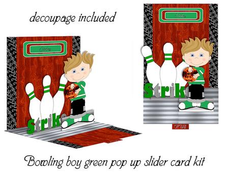 Bowling Boy Green Pop-up Slider Card Kit - CUP194201_376 | Craftsuprint