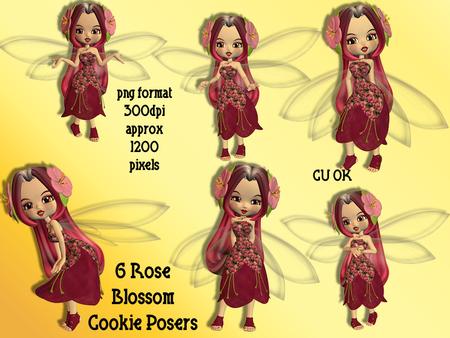 6 Rose Blossom Cookie Posers - CUP198996_376 | Craftsuprint