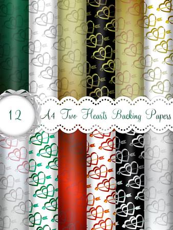 12 A4 Two Hearts Backing Papers - CUP203561_376 | Craftsuprint