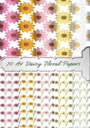 10 A4 Daisy Floral Backing Papers - CUP208143_376 | Craftsuprint