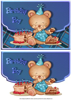 Birthday Boy Bear Fancy Edge Envelope Card - CUP235803_376 | Craftsuprint