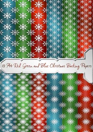 12 A4 Blue, Red and Green Snowflake Backing Papers - CUP281814_376 ...